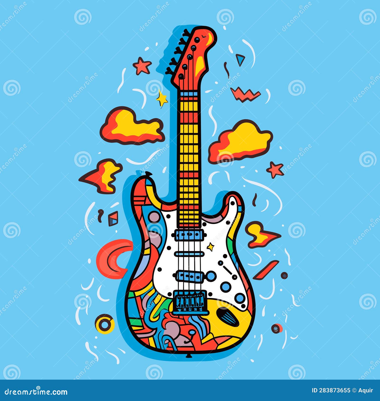Electric Guitar Hand-drawn Comic Illustration. Electric Guitar. Vector ...