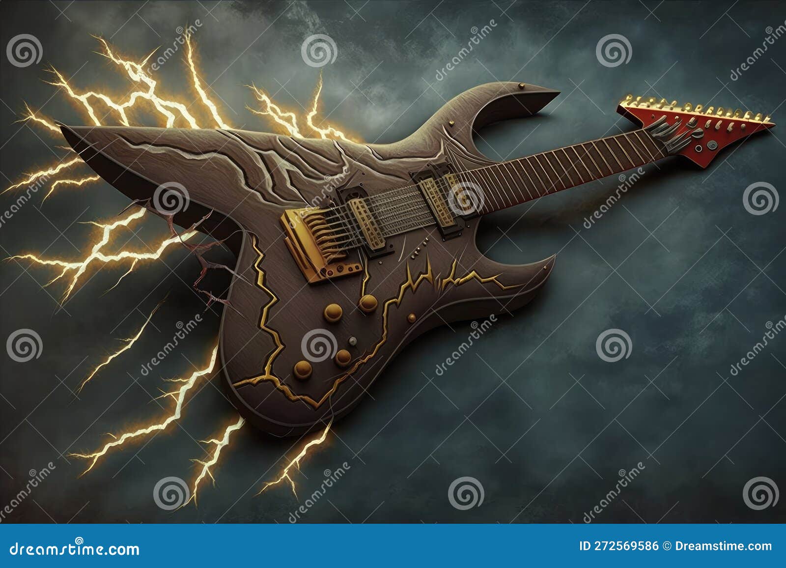 Electric Guitar with Lightning Bolt Design on the Body Stock Photo ...