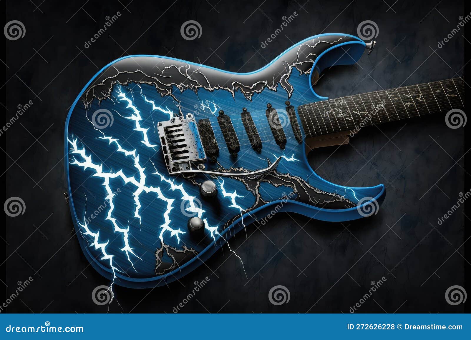 Electric Guitar with Lightning Bolt Design on the Body Stock ...