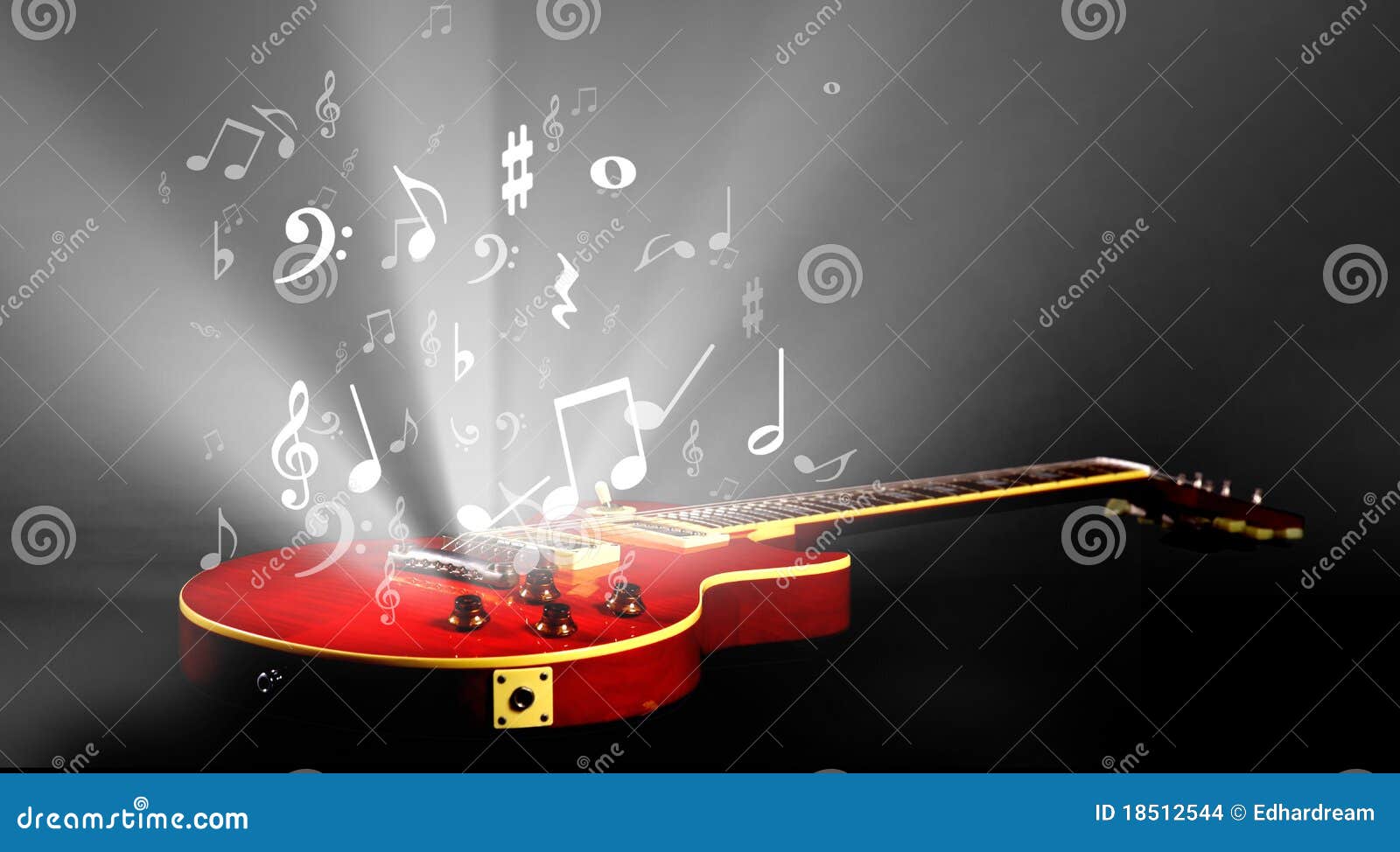 Electric guitar with music stock photo. Image of instrument - 18512544