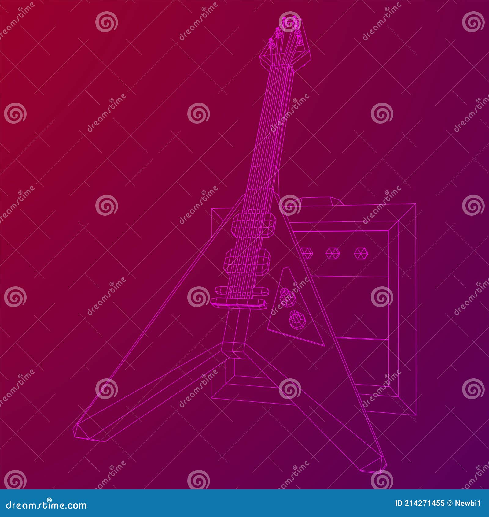 Electric Guitar Musical Instrument. Wireframe Low Poly Mesh Stock ...