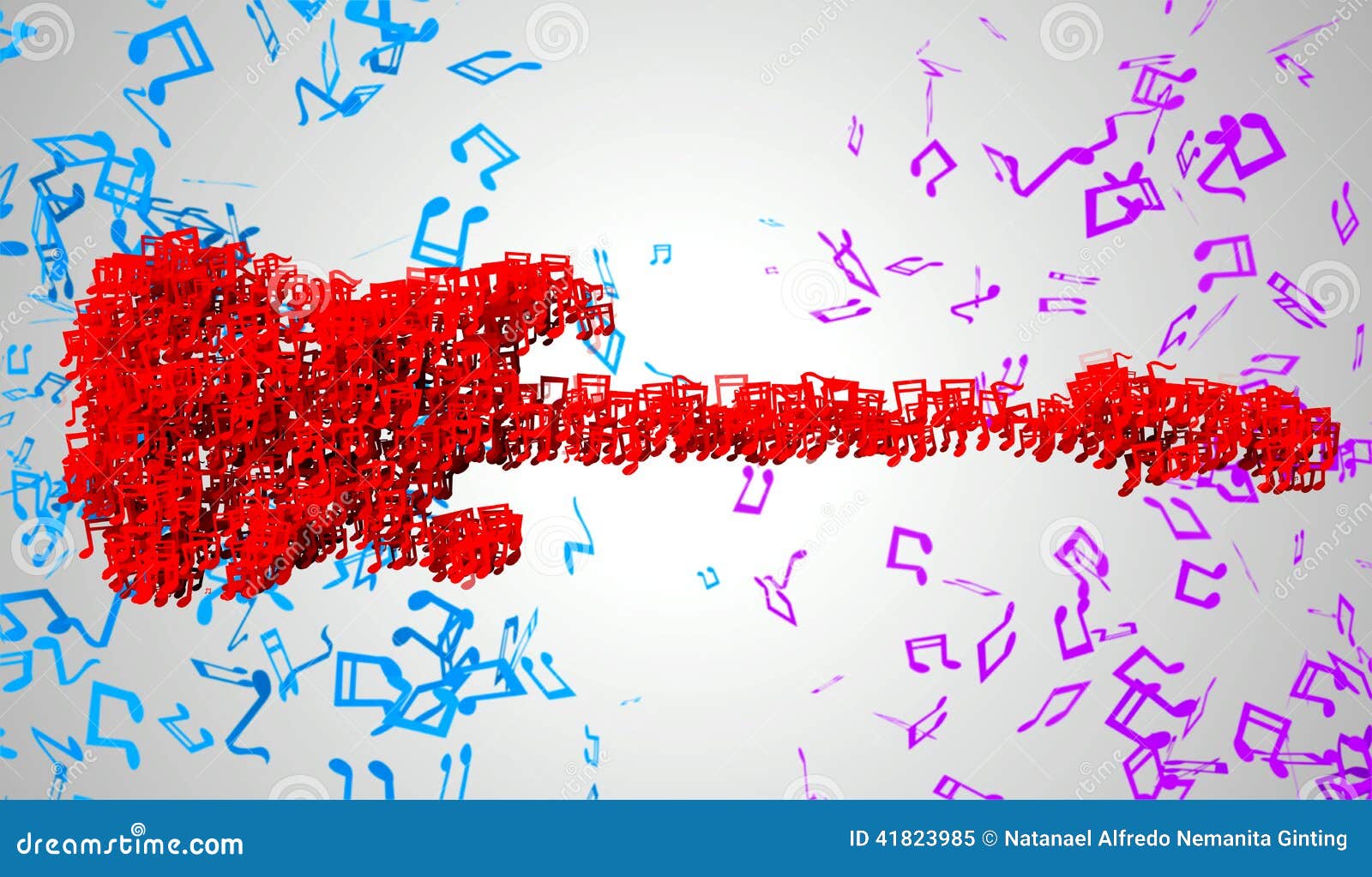 Electric Guitar Musical Note Particles 3D Stock Illustration ...
