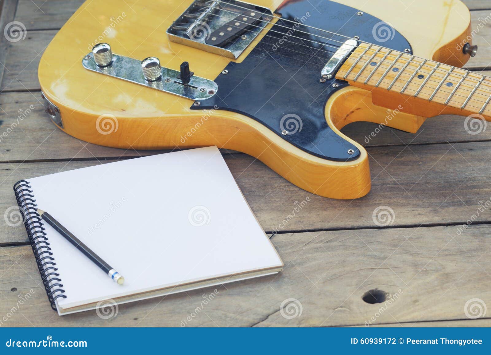 Telecaster With Notepad On Wood Table Royalty-Free Stock Photo ...