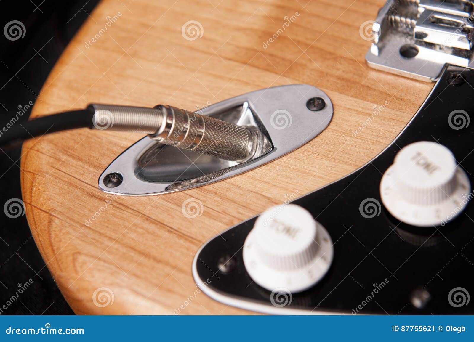Electric guitar plugged stock image. Image of modern - 87755621