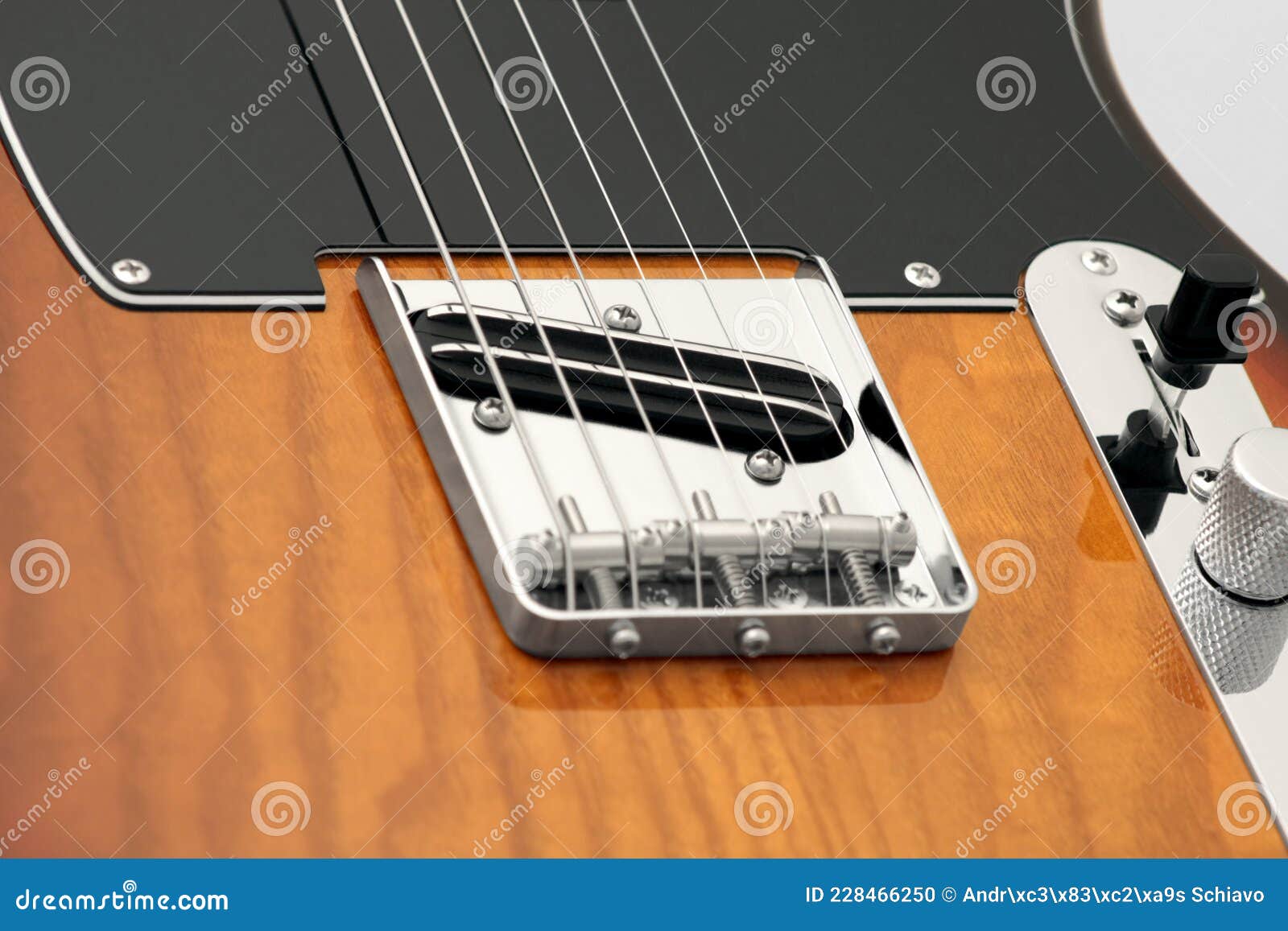 Electric Guitar Bridge, Pickup and Strings Stock Photo - Image of music ...