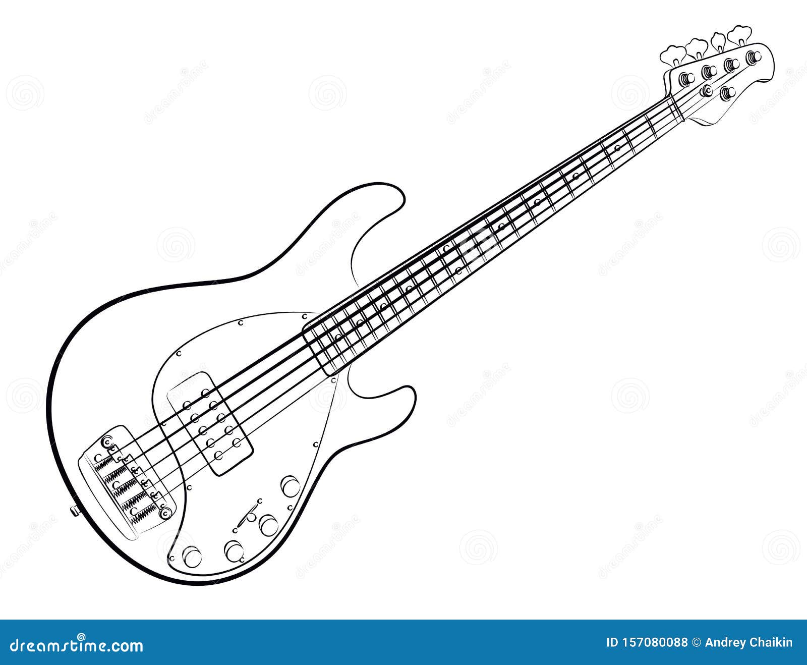 Electric guitar Sketch. stock vector. Illustration of sketch - 157080088
