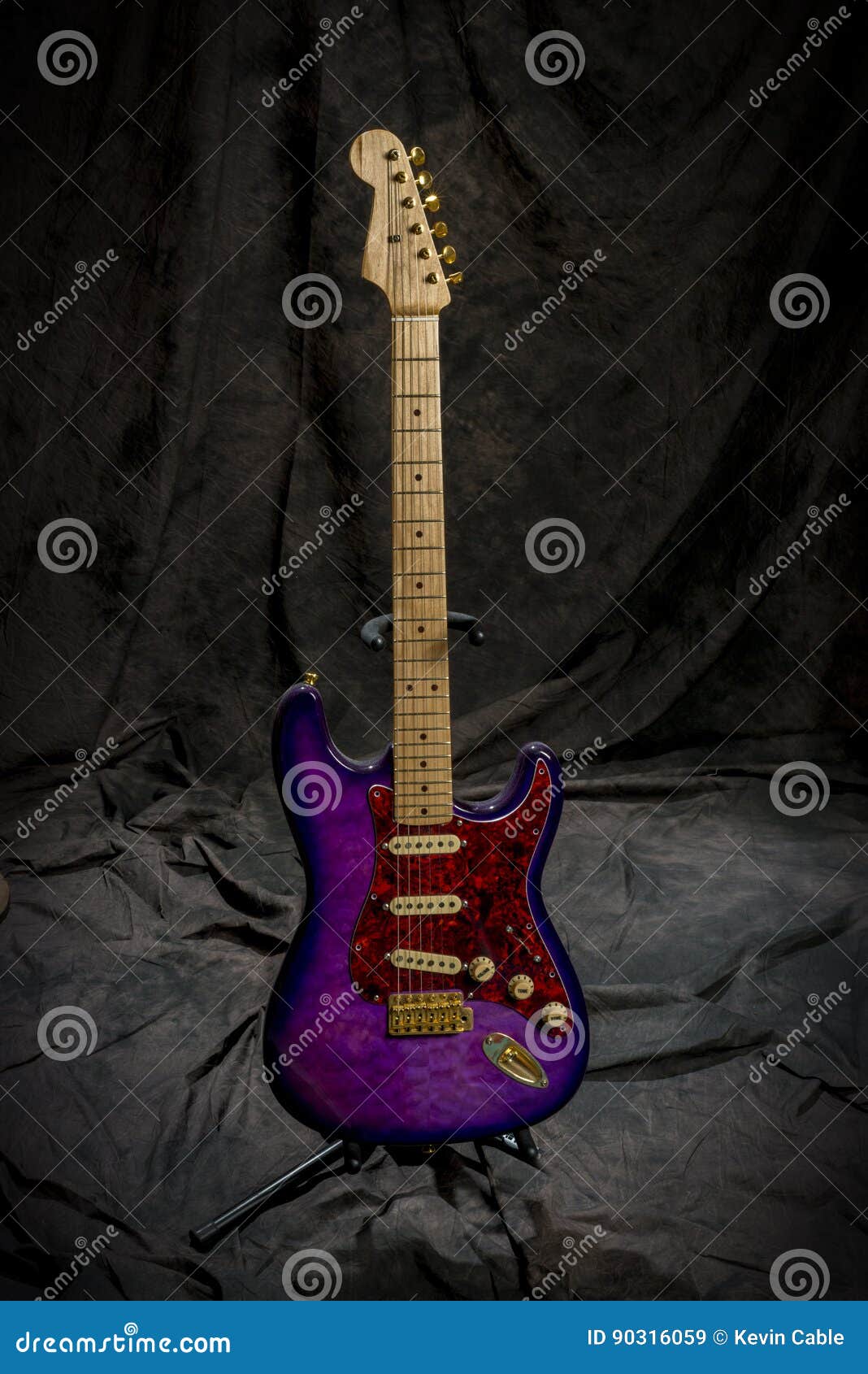 Electric guitar on stand stock image. Image of guitar - 90316059