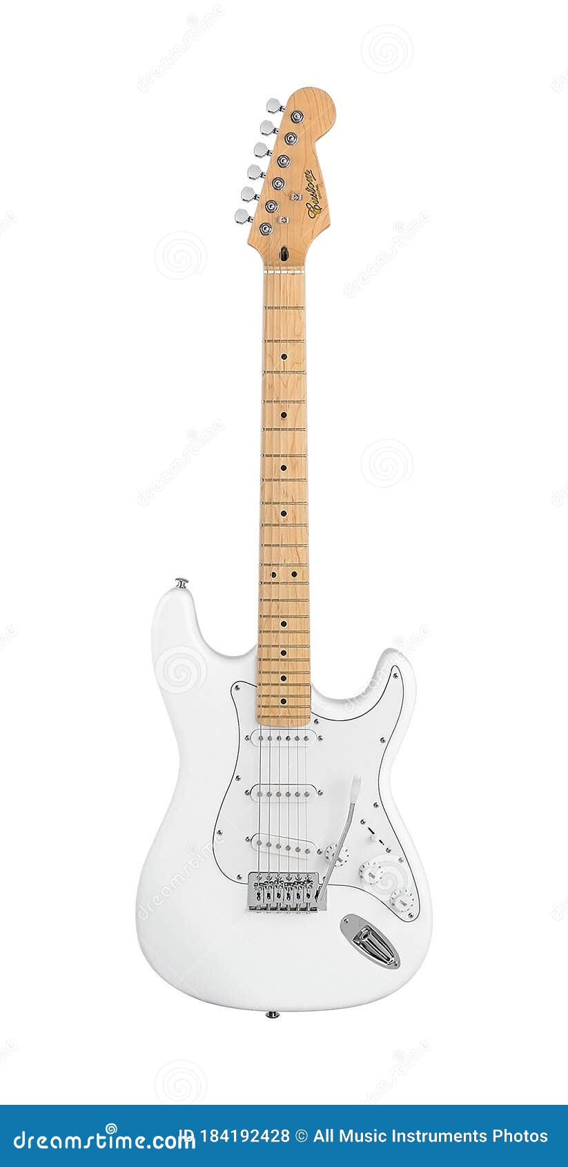 White Electric Guitar Music Instrument Isolated on White Background ...