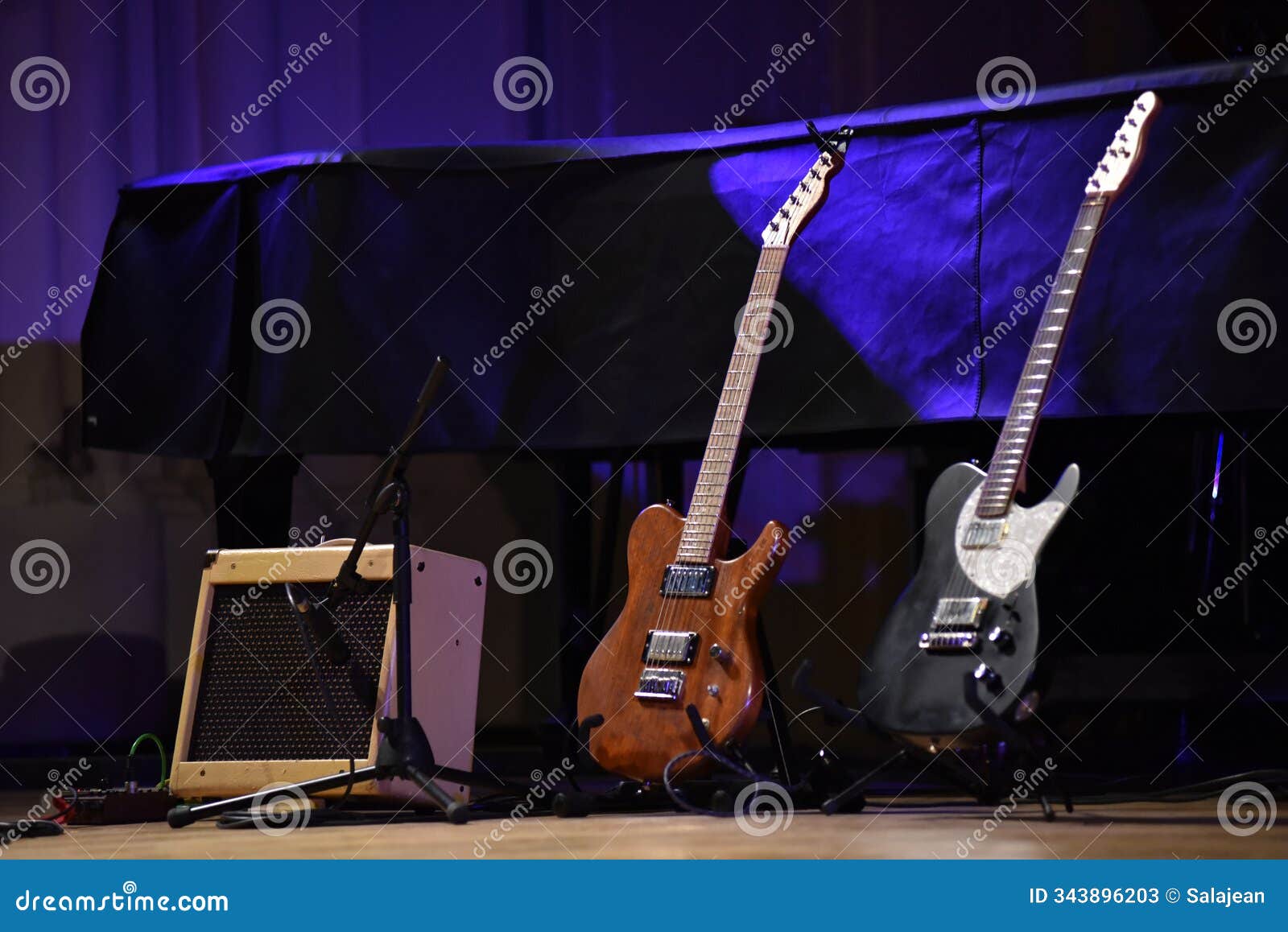 Electric Guitars on the Stage at Live Concert Stock Image - Image of ...
