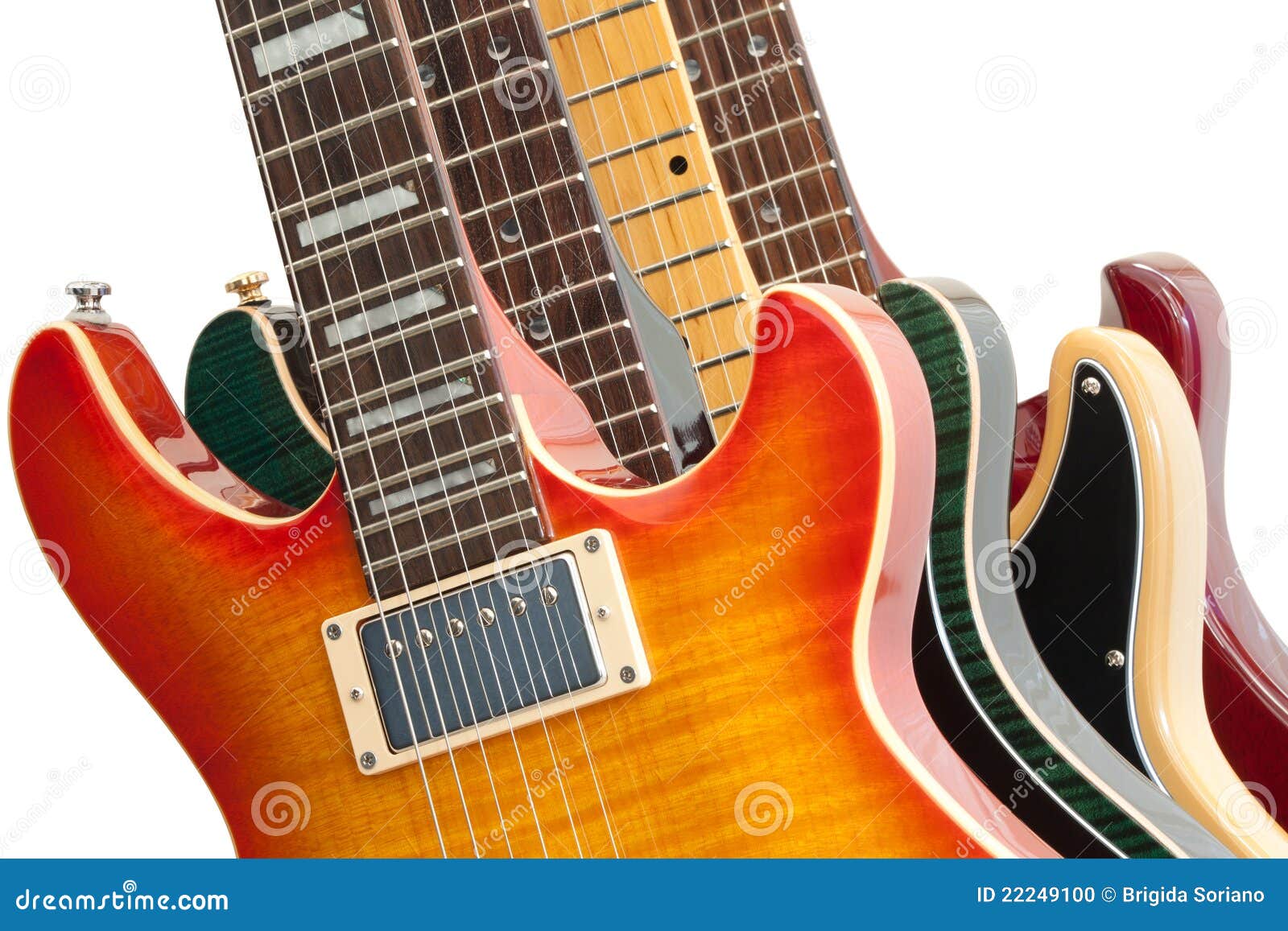 Electric Guitars on White stock photo. Image of cropped - 22249100