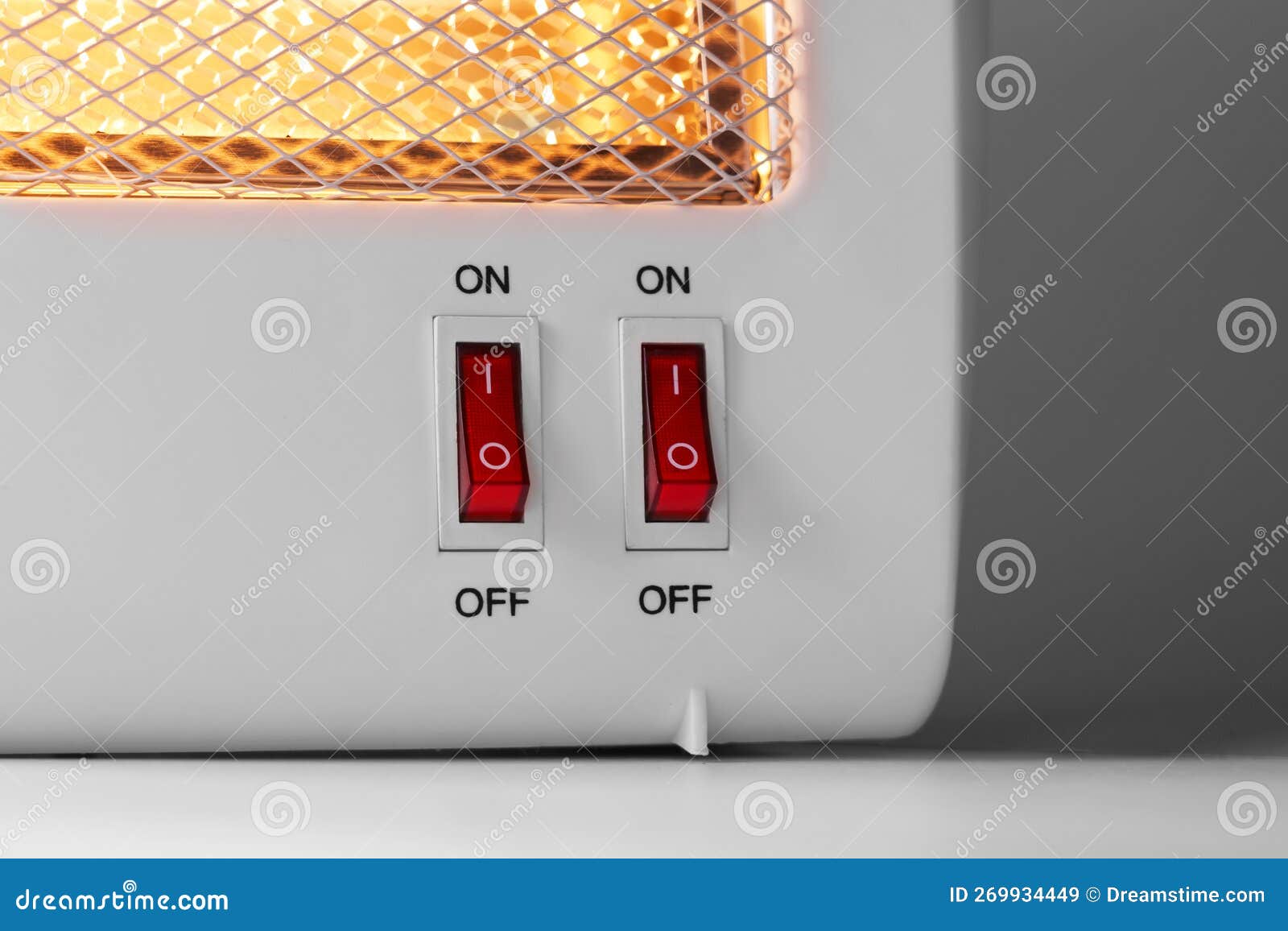 Electric Halogen Heating Lamp with Red Switches Stock Image - Image of ...