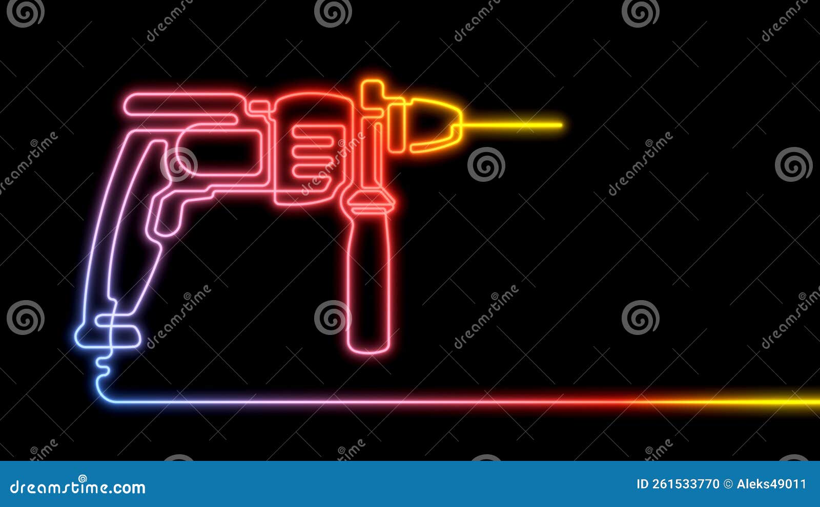 Electric Hand Drill .Electric Tool for Work.Continuous Line Drawing.3D ...