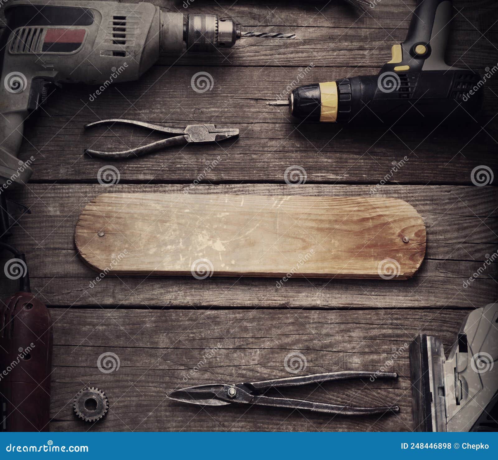 Electric Hand Tools Screwdriver Drill Saw Jigsaw Jointer Top View ...