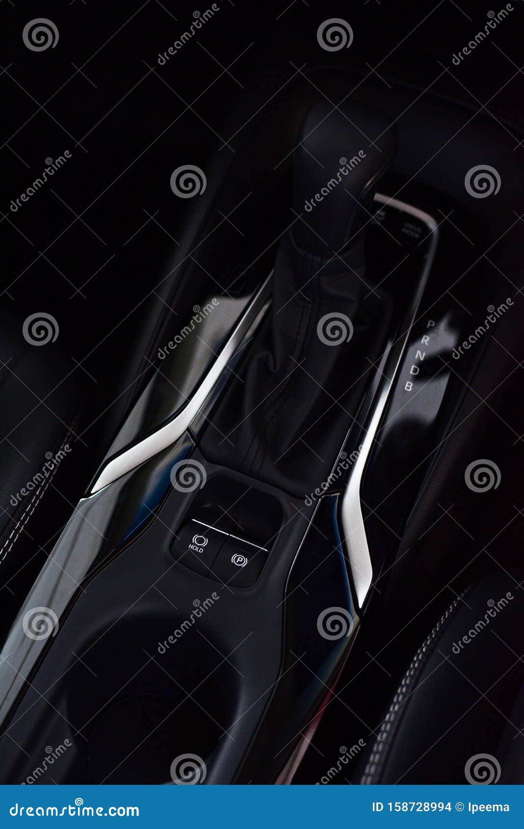 Electric Handbreak and Auto Break Hold Button. Selective Focus of Car ...