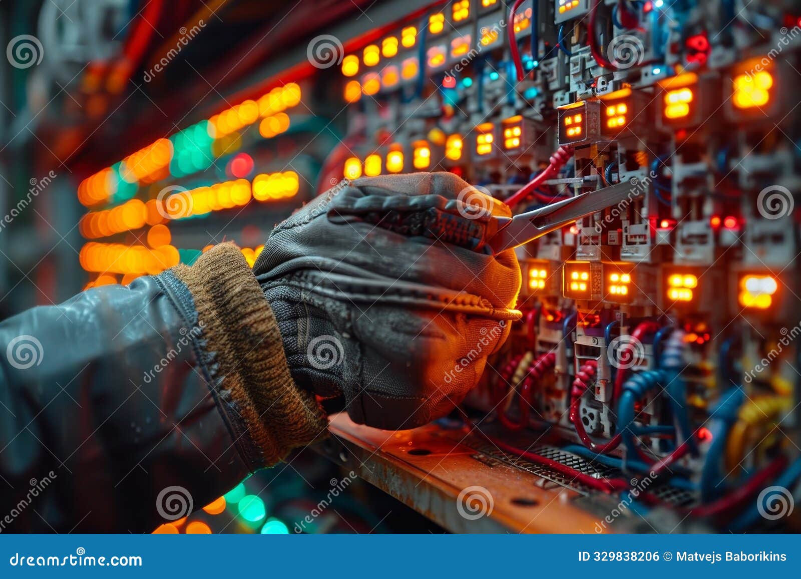 Fixing Electrical Wires On A Wooden Pole Royalty-Free Stock Photo ...