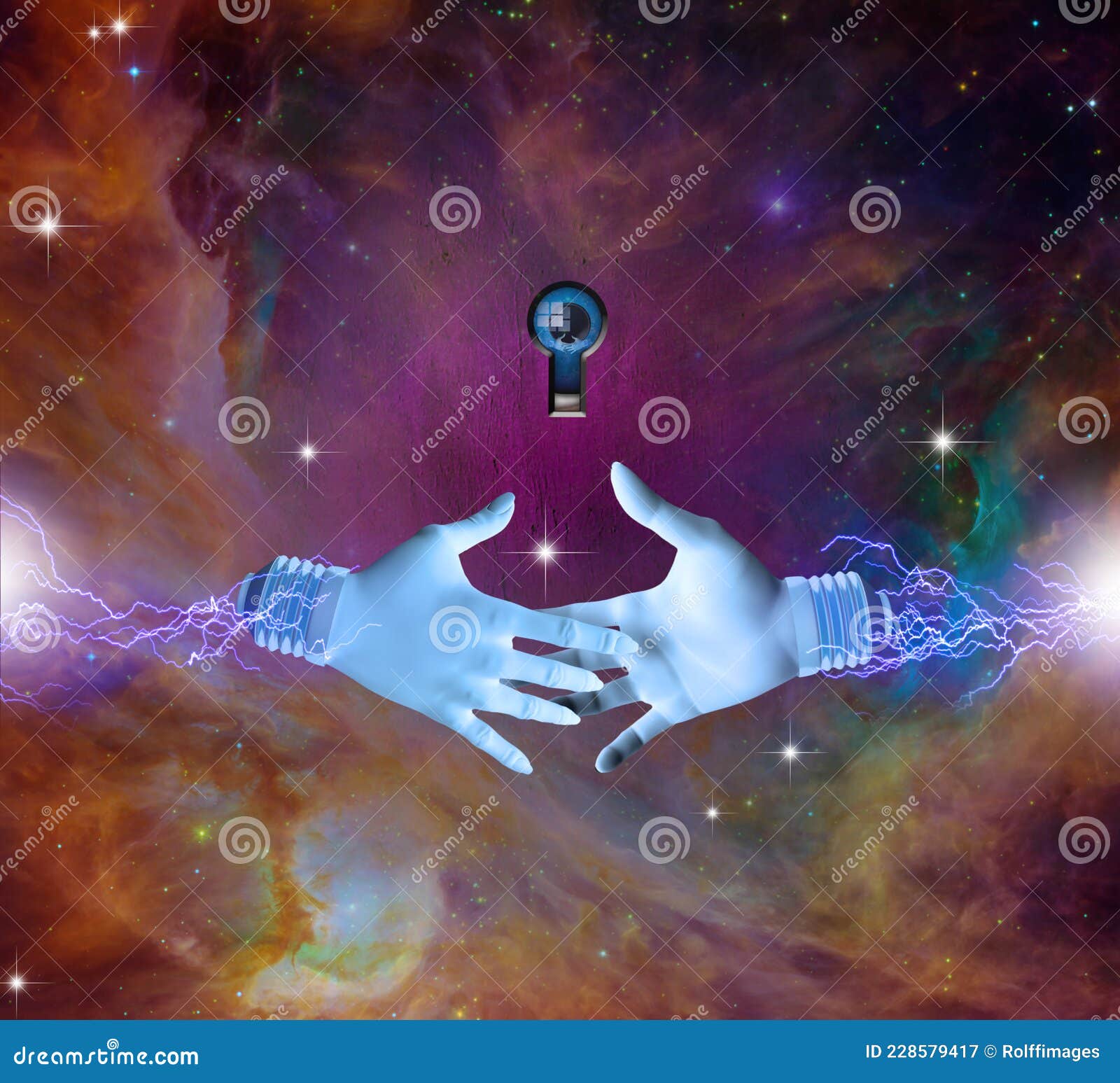 Electric Hands Reaching Out Toward One Another Stock Illustration ...