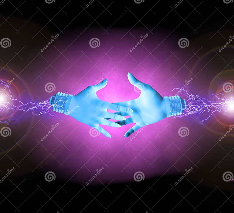 Electric handshake stock illustration. Illustration of lightbulb ...
