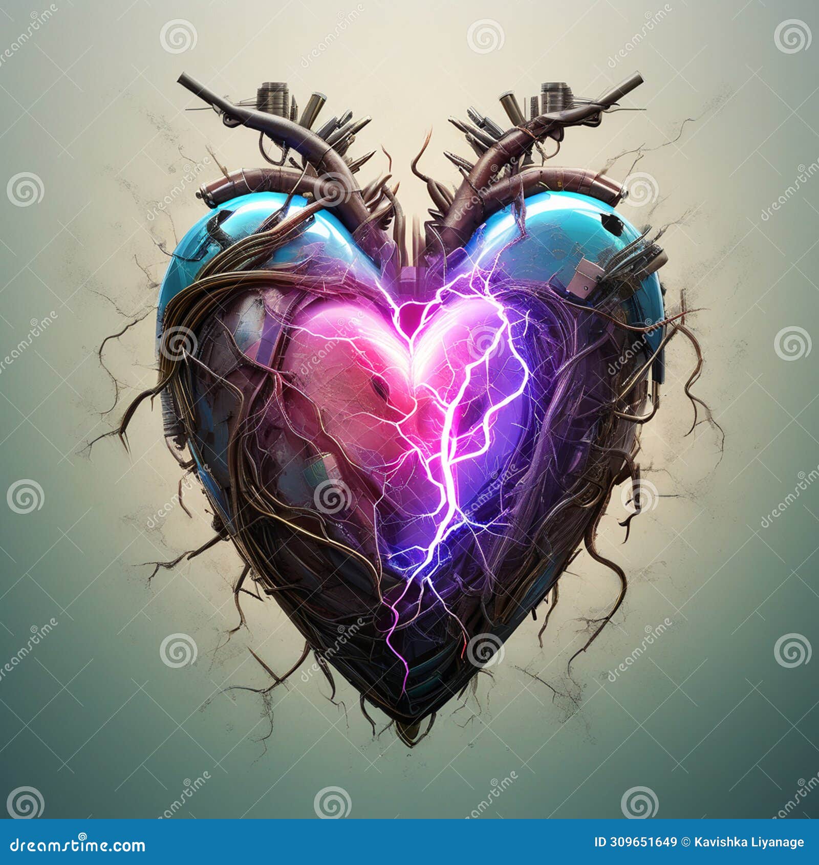 Electric heart stock illustration. Illustration of heart - 309651649