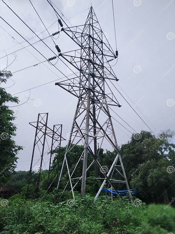 Electric high voltage poll stock photo. Image of poll - 334406324