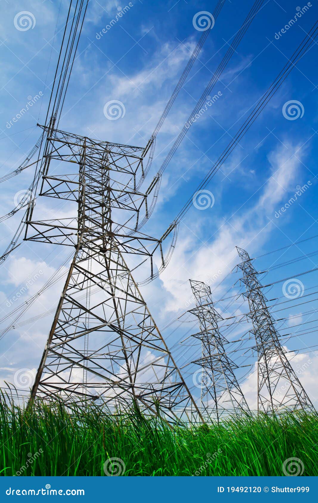 Two Electric High Voltage Transmission H-frame Power Towers Pylons ...