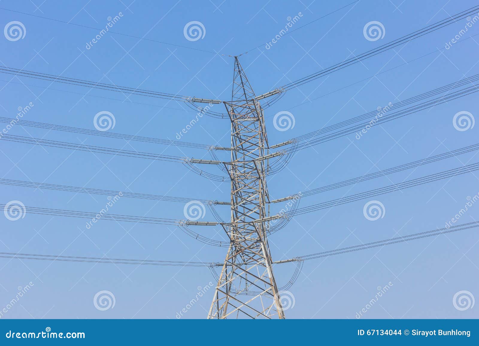 Electric High Voltage Power Post. Stock Photo - Image of architecture ...