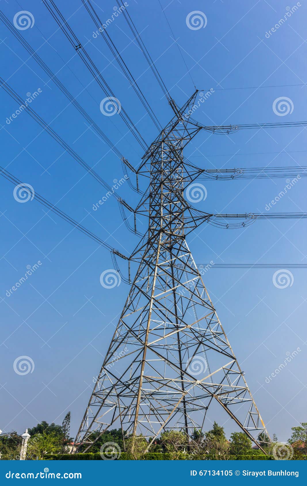 Electric High Voltage Power Post. Stock Image - Image of metal ...