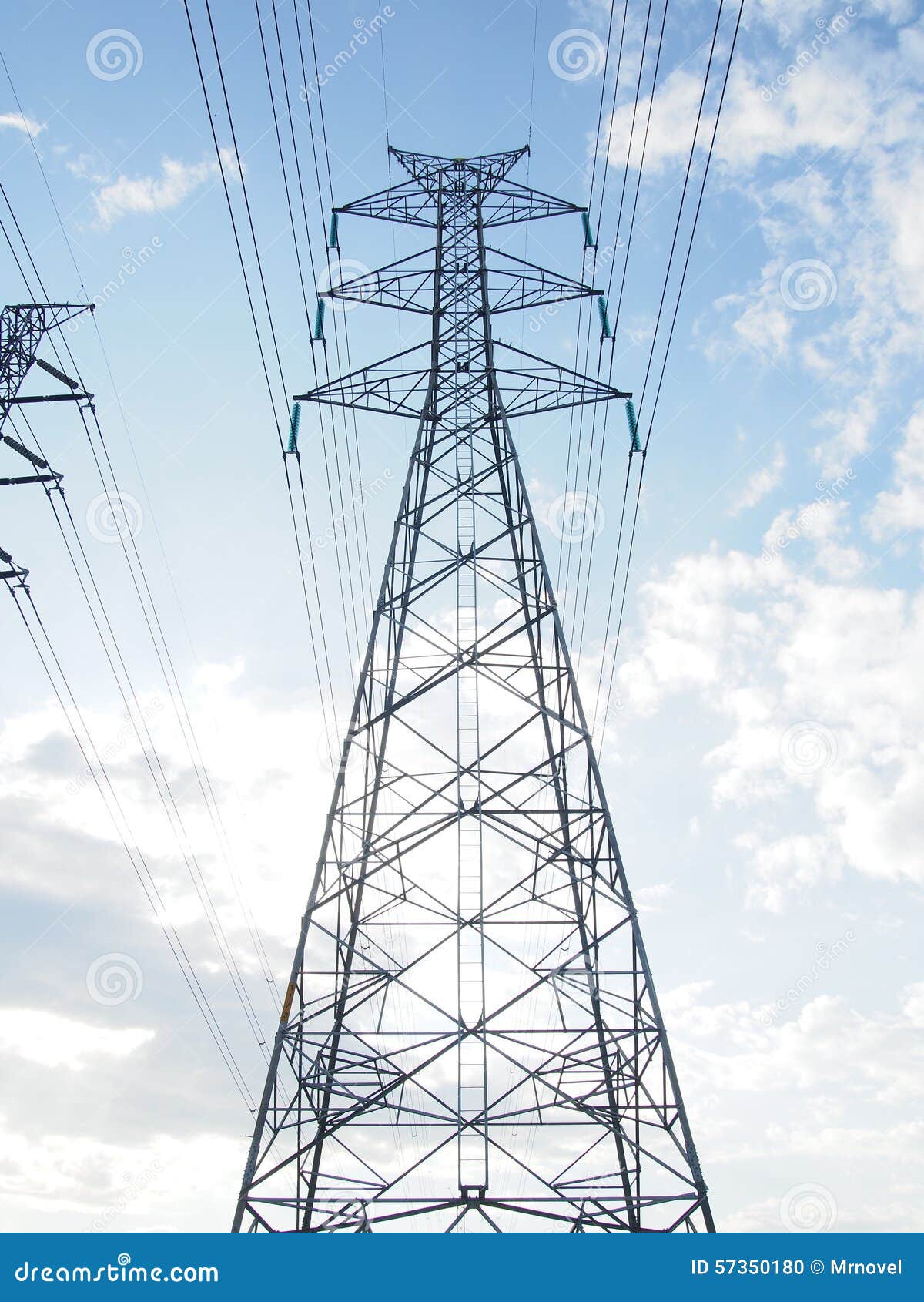 Two Electric High Voltage Transmission H-frame Power Towers Pylons ...