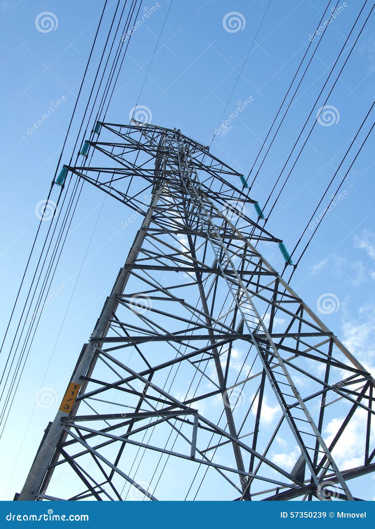Electric High Voltage Power Post Stock Image - Image of blue, metal ...