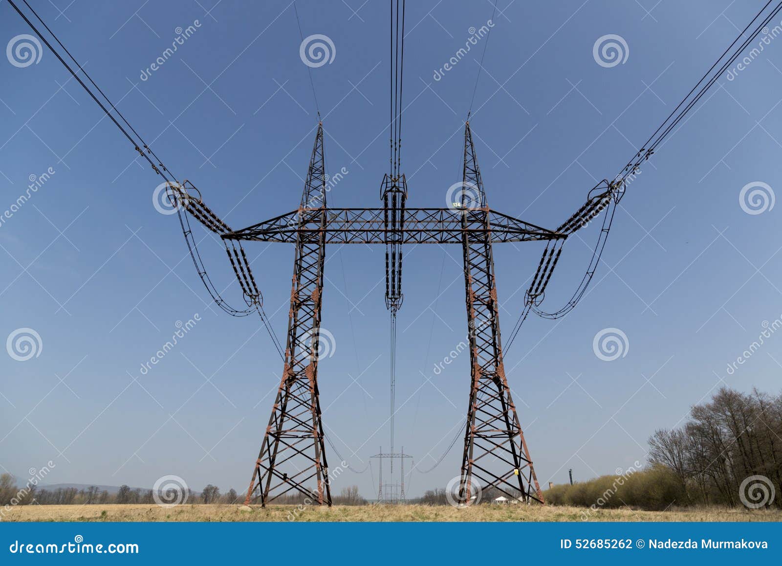 Electric High Voltage Power Post Stock Photo - Image of metal, pole ...