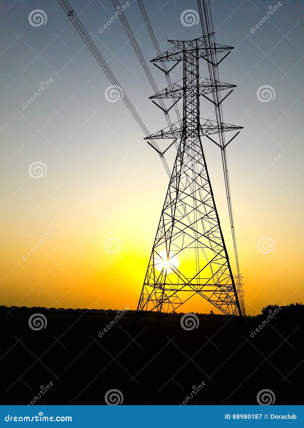 Electric High Voltage Power Post Stock Image - Image of electricity ...