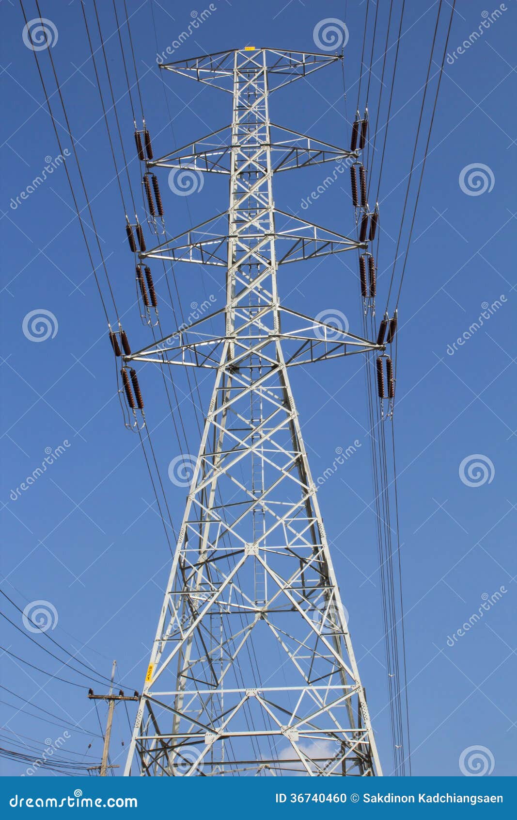 Electric High Voltage Power Post Stock Photo - Image of energetic, grid ...