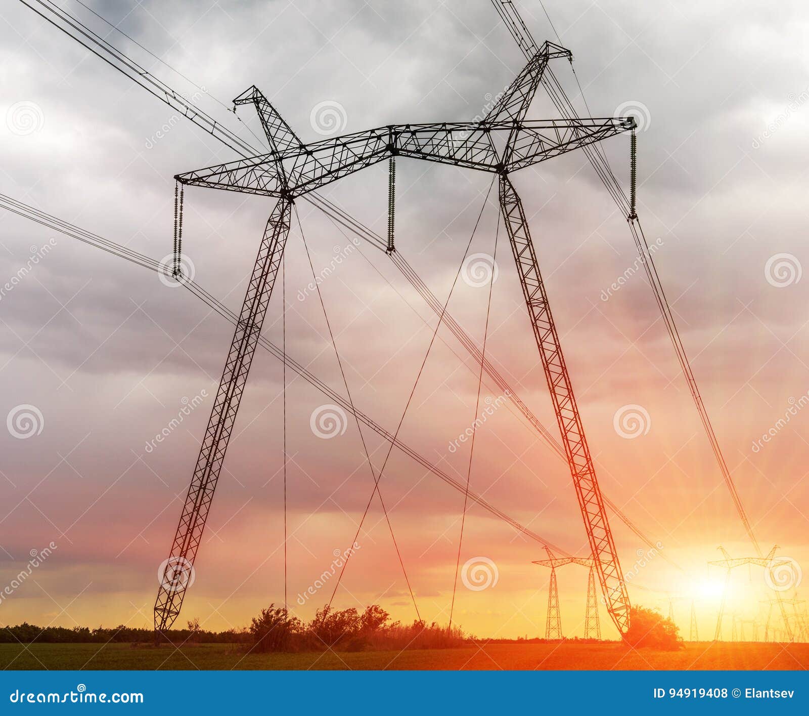 Electric High Voltage Power Post Stock Photo - Image of distribution ...