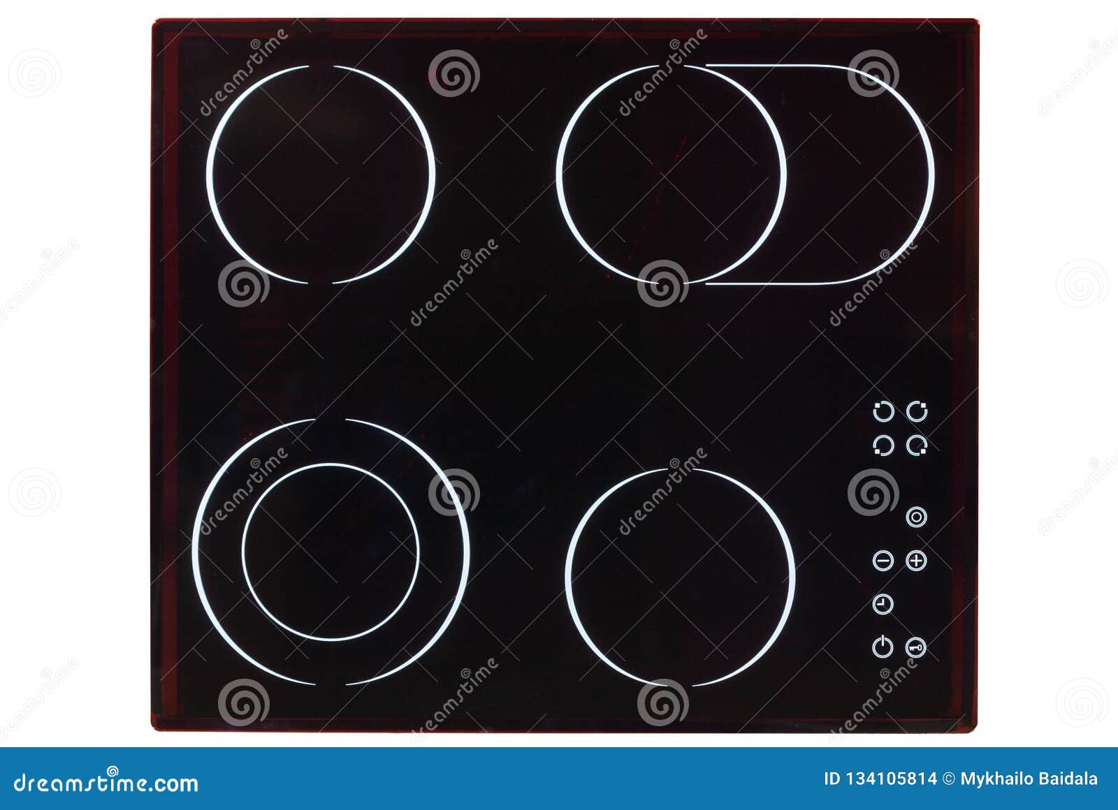 Electric Hob with Ceramic Surface and Touch Control Panel Isolated on ...