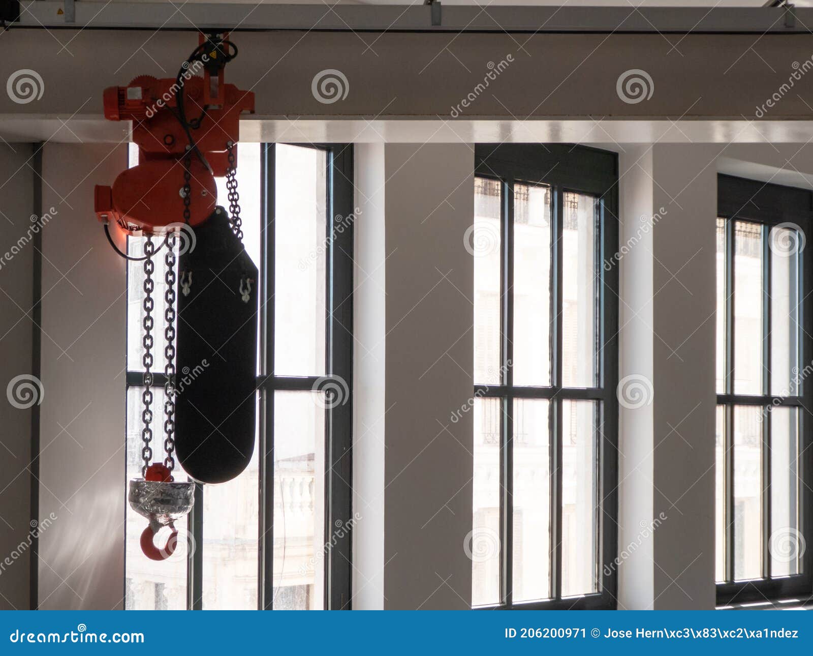 Electric Hoist on a Ceiling Stock Image - Image of equipment, interior ...