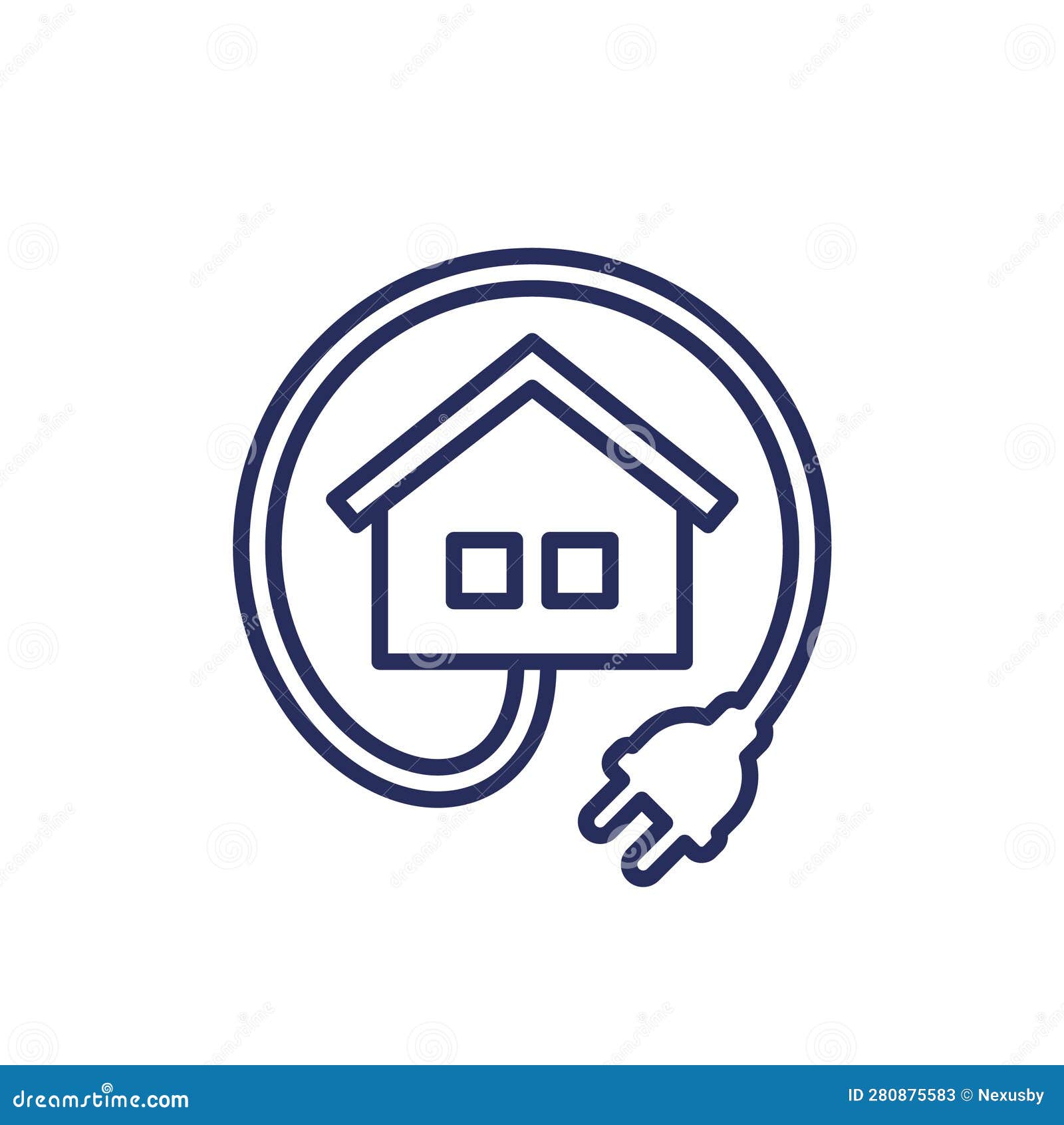 Electric Home Line Icon with a Plug Stock Vector - Illustration of plug ...