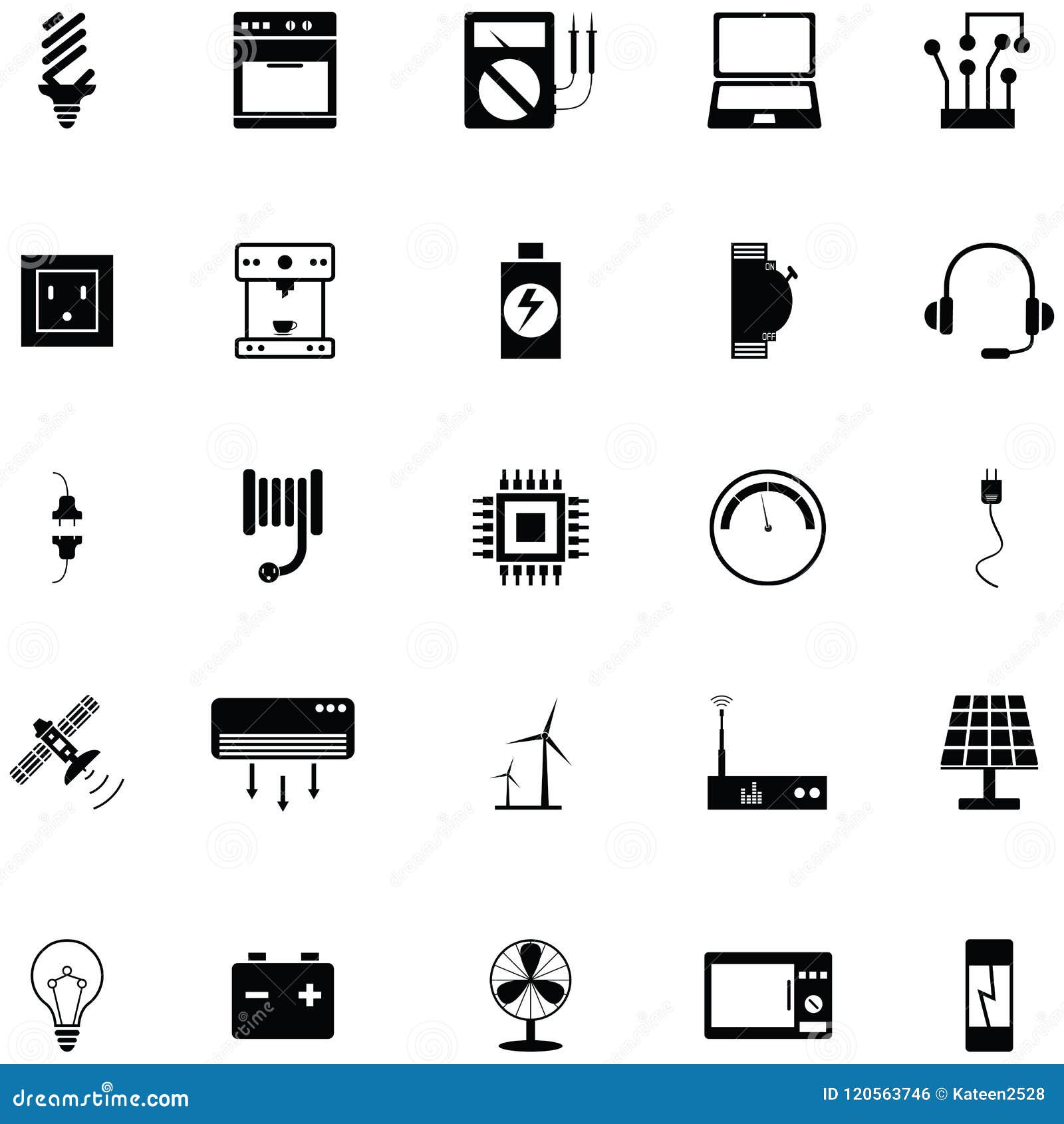 Electric icon set stock vector. Illustration of technology - 120563746