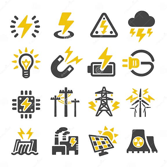 Electric icon set stock vector. Illustration of icon - 136563751