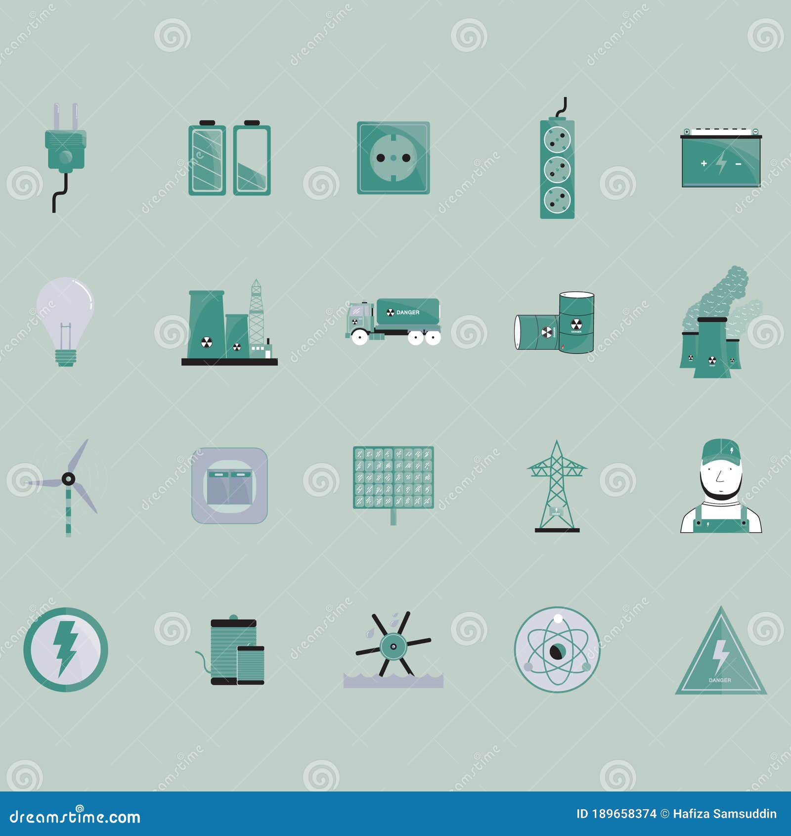 Electric Icons Set. Vector Illustration Decorative Design Stock Vector ...