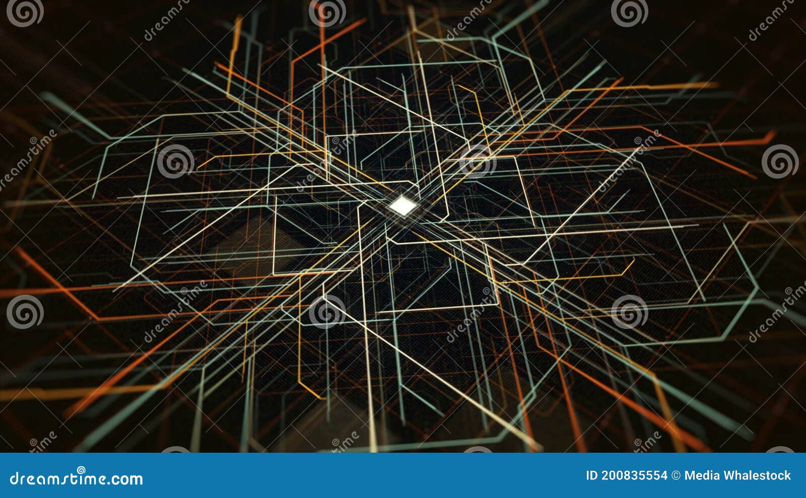 Electric Impulses Running into Computer Circuit Board, Data Procession ...