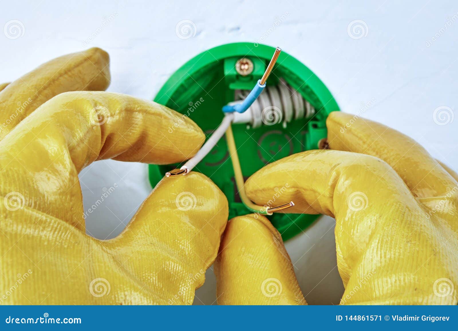 Electric Installation Work with Round Socket Box Stock Image - Image of ...