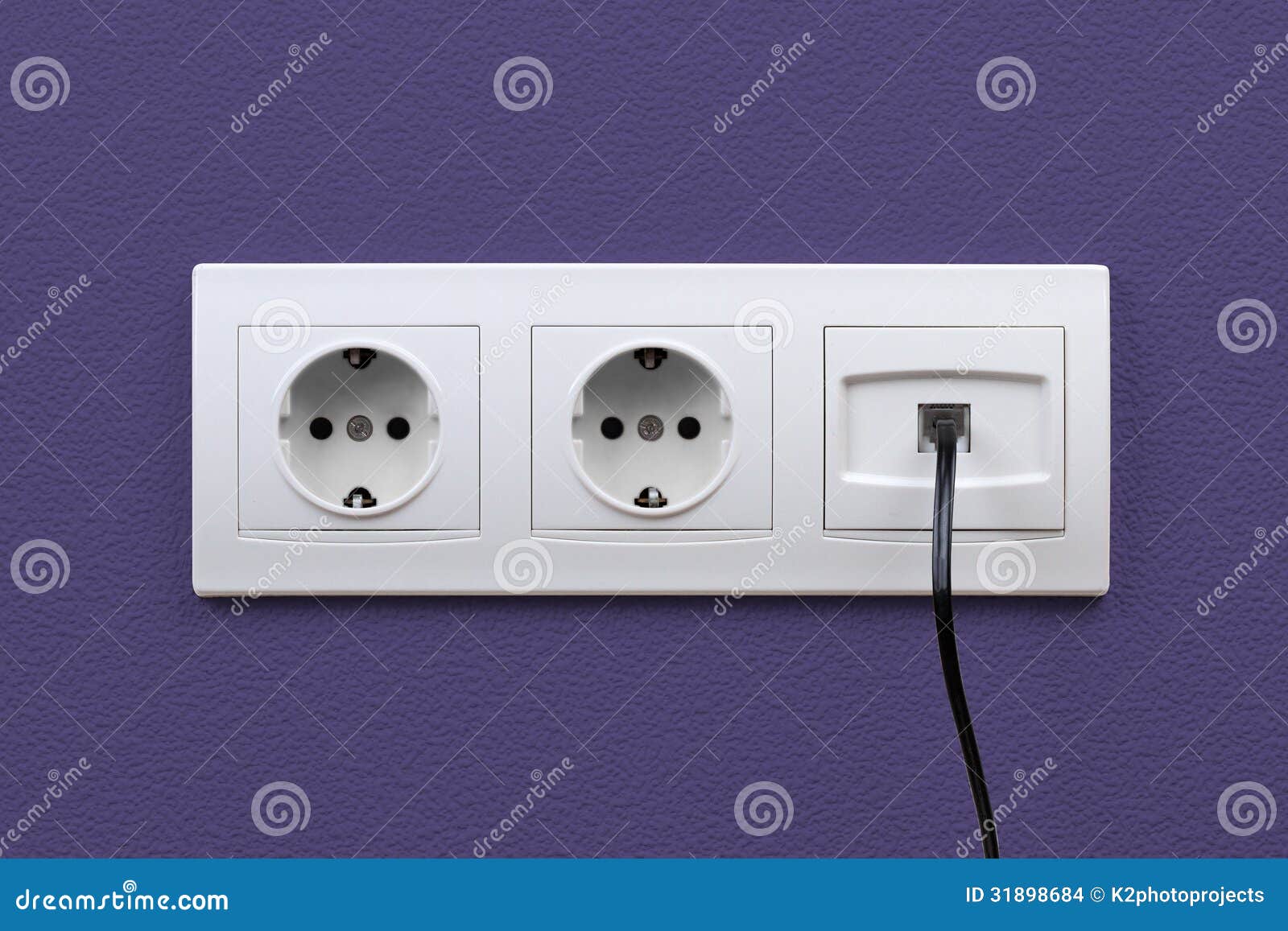 Electric and Internet Outlets on Wall Stock Photo - Image of indoors ...