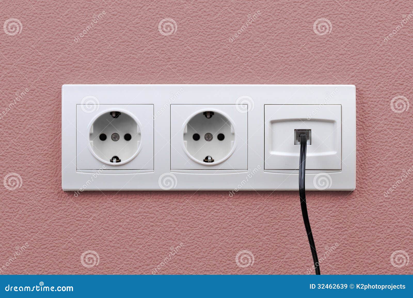 Electric and Internet Outlets on Wall Stock Image - Image of outlet ...