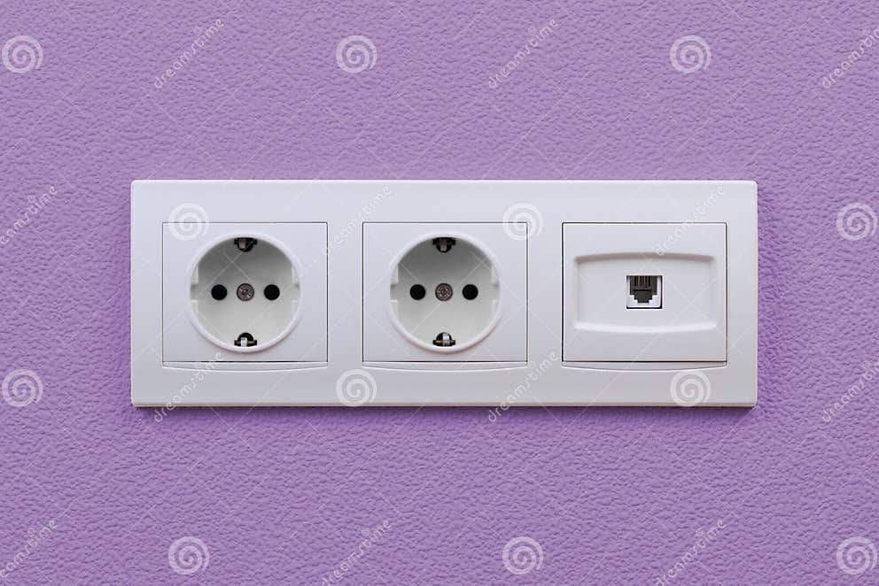 Electric and Internet Outlets on Wall Stock Photo - Image of appliances ...