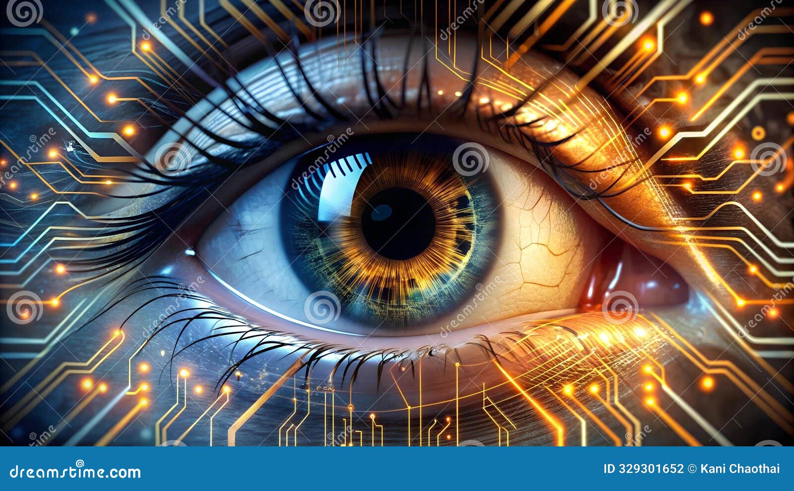 The Electric Iris: a Digital Exploration of the Human Eye Generative AI Stock Illustration ...