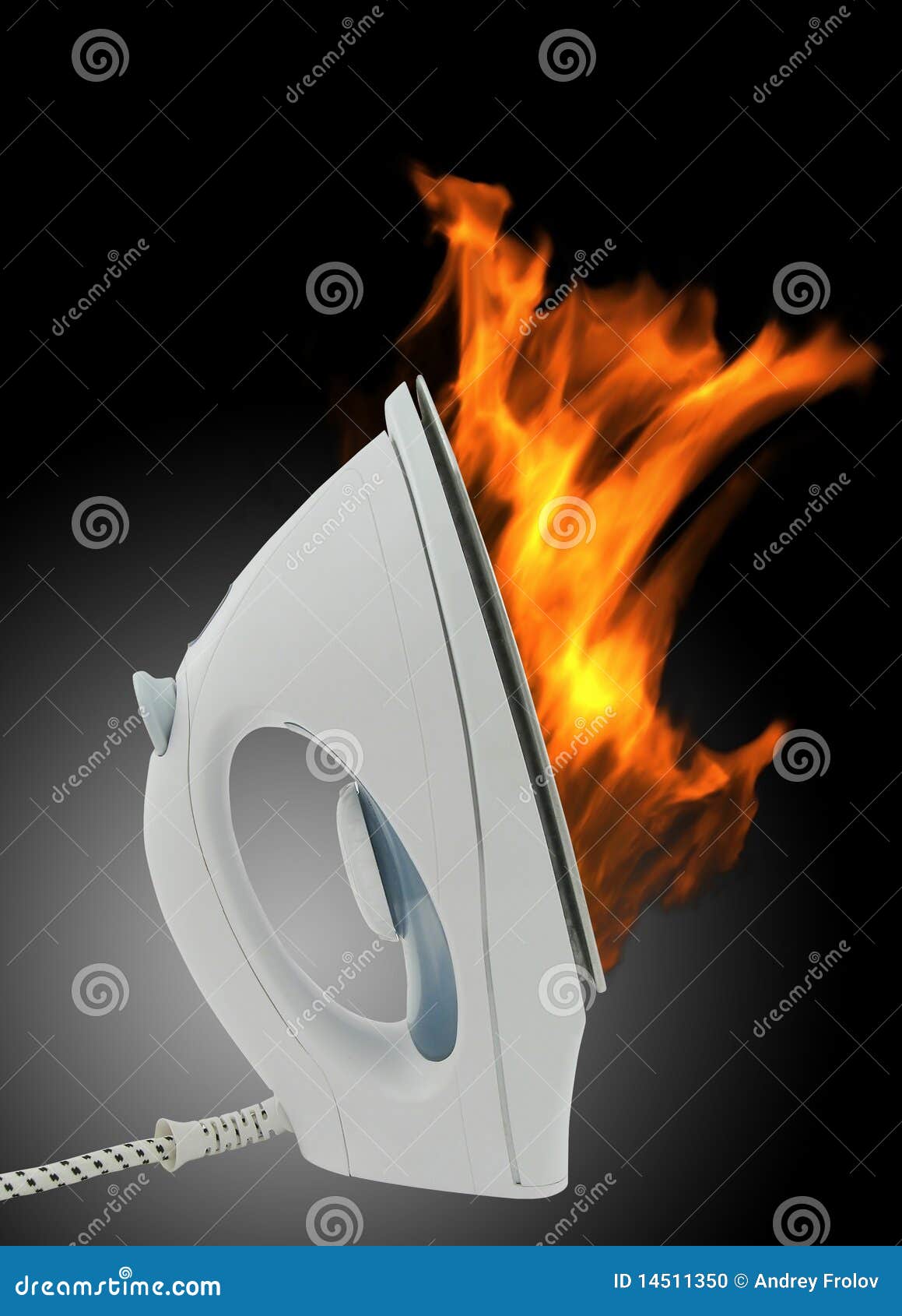 Electric iron in fire stock photo. Image of warning, iron - 14511350