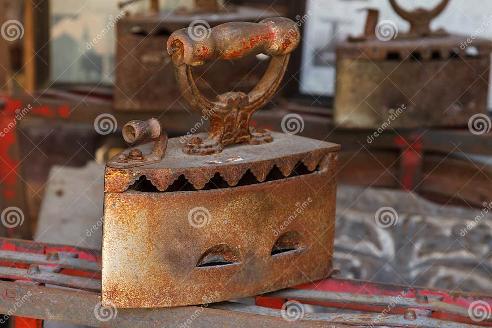 Electric iron old stock photo. Image of brass, oldaged - 31091668