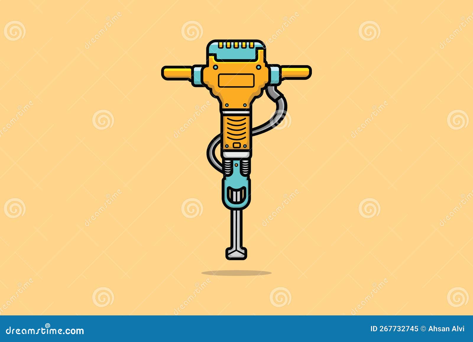 Electric Jackhammer Tool Vector Illustration. Professional Worker Tool ...
