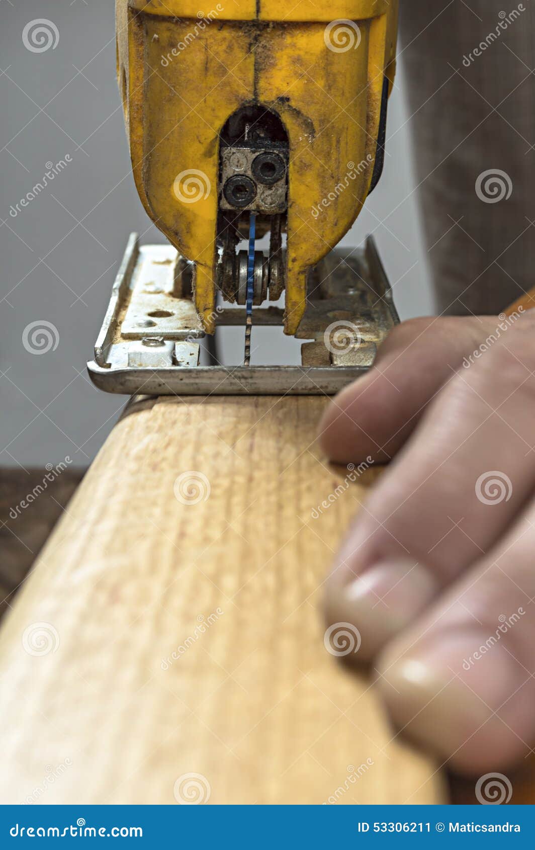 Electric Jigsaw Tool Cutting Wood Stock Image - Image of improvement ...