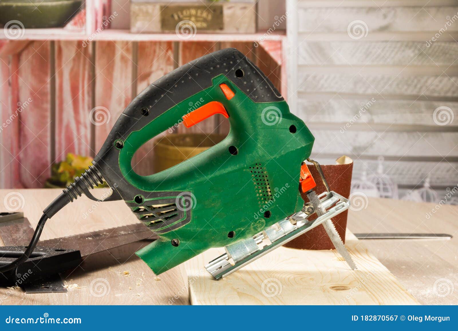 Electric Jigsaw and Various Carpenter Tools Stock Image - Image of ...