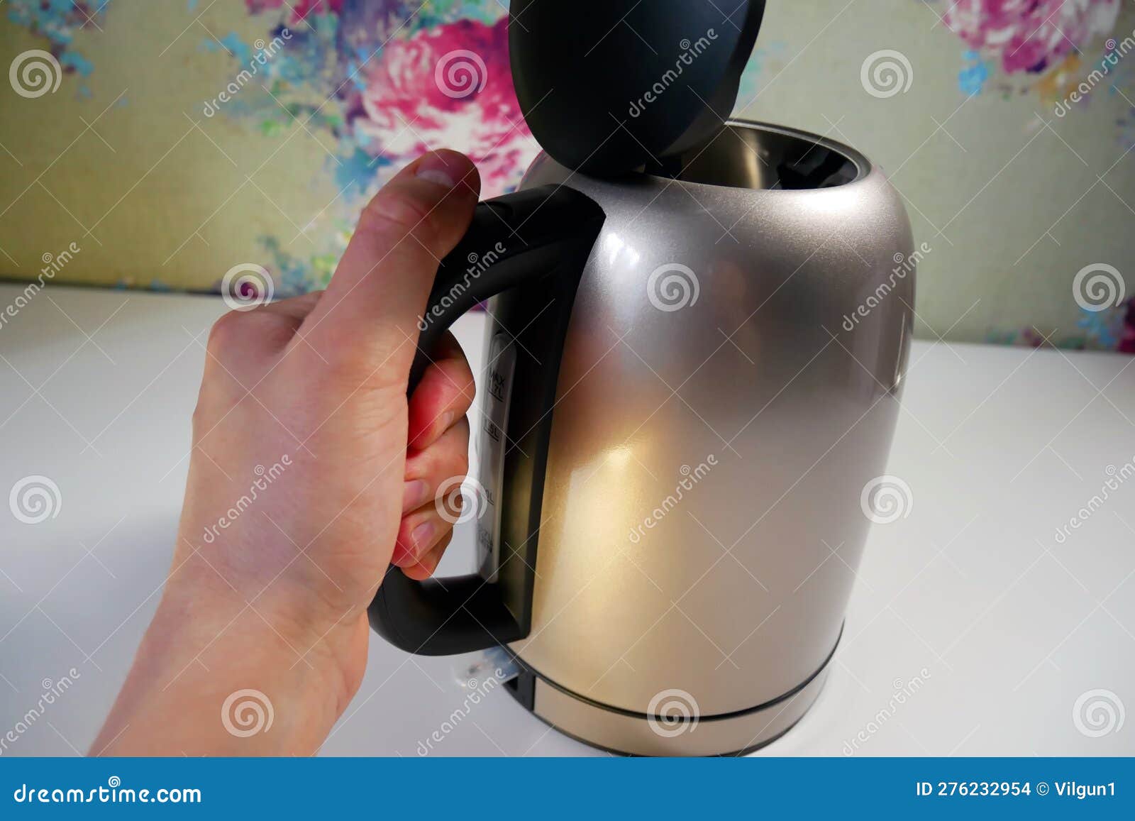 Electric Kettle Details and Close-up. Metal Electric Kettle Stock Photo ...